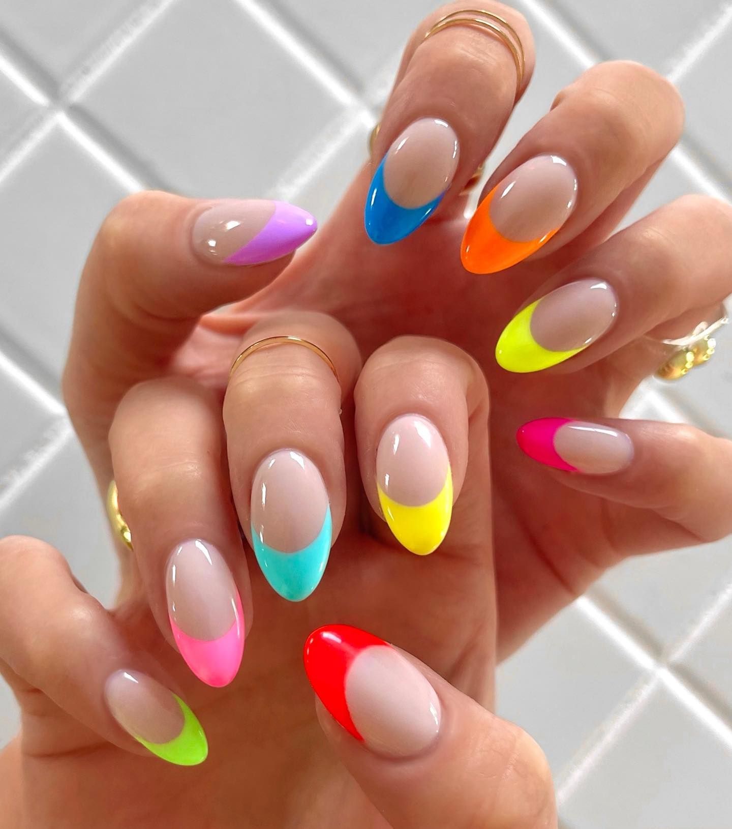 Colorful Rainbow French Tip Nails Pictures, Photos, and Images for ...