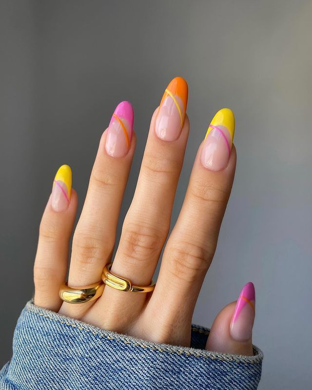 Bright Pink, Orange And Yellow French Tips Pictures, Photos, and Images ...