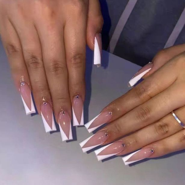 White Triangle French Tip Nails Pictures, Photos, and Images for ...