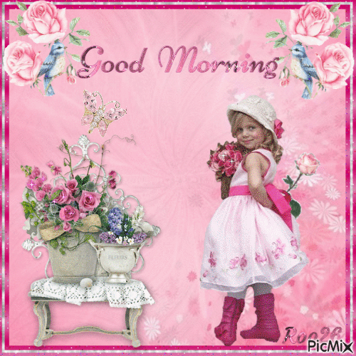 Good Morning Animated Image With Pink Roses Pictures, Photos, and ...