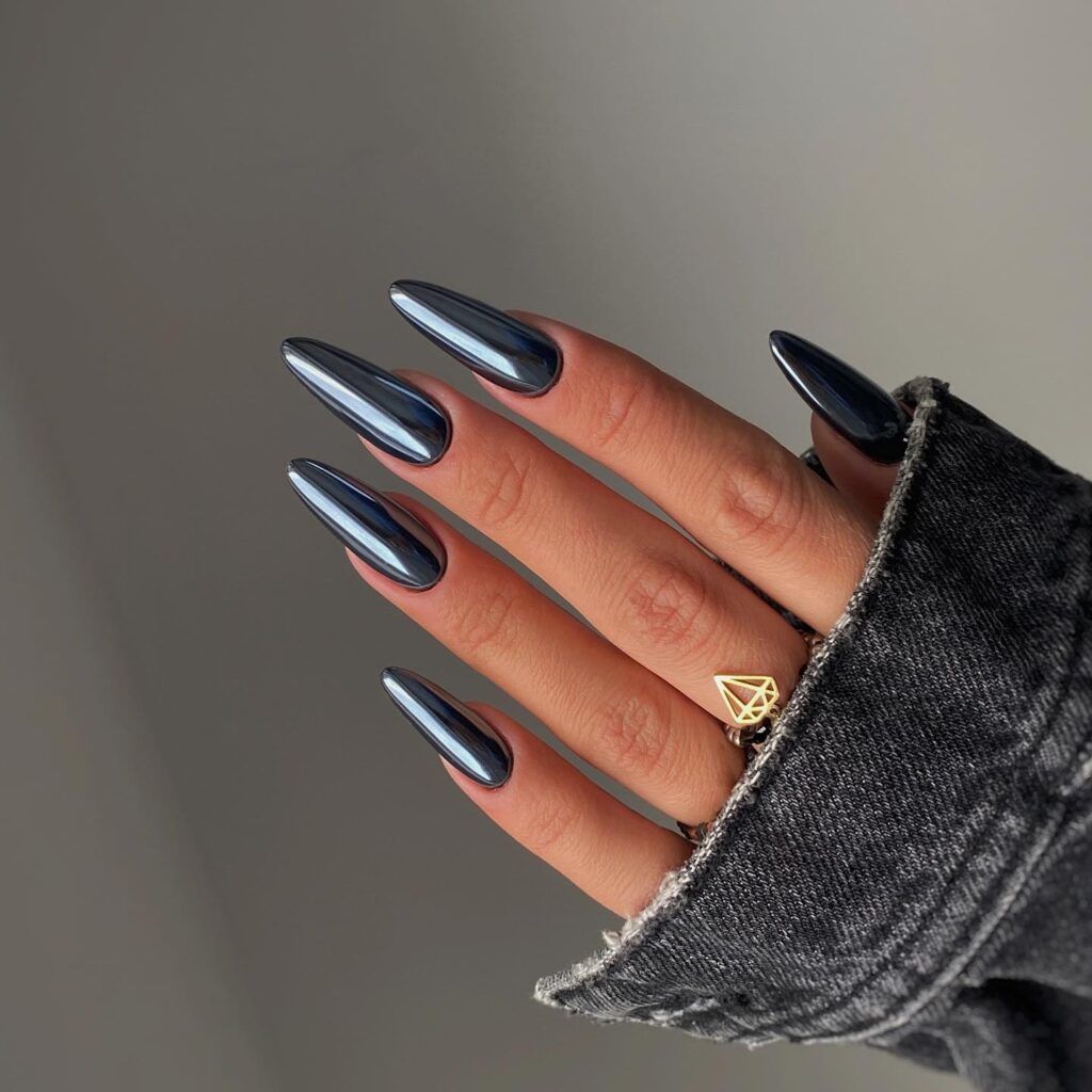 Dark Grey Chrome Nails Pictures, Photos, and Images for Facebook ...