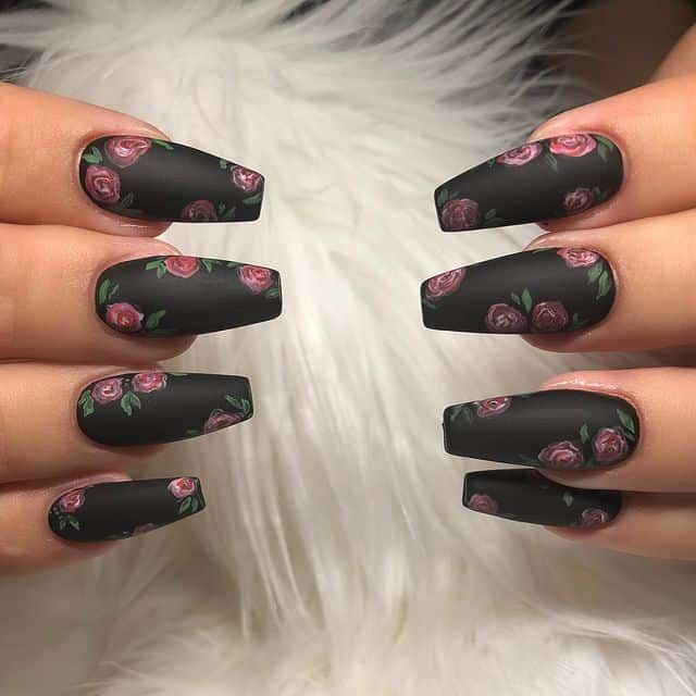 Matte Roses On Black Nails Pictures, Photos, and Images for Facebook ...