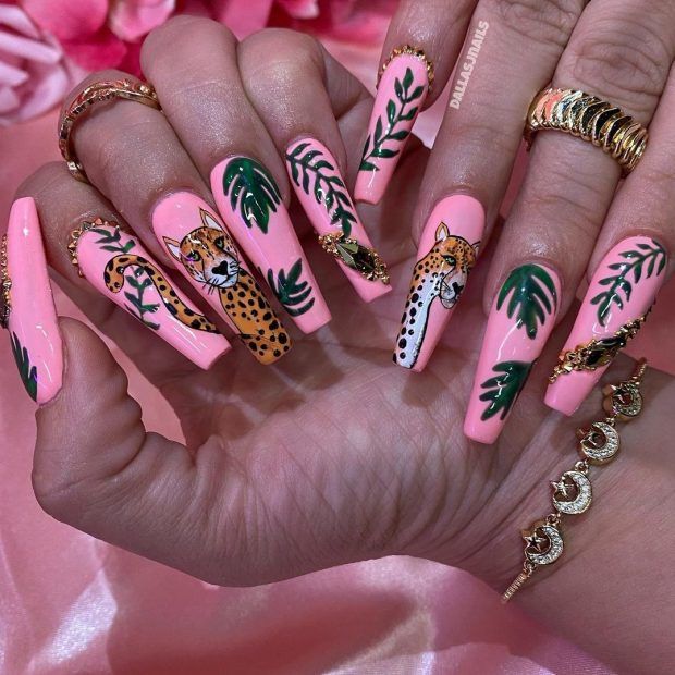 Pretty Pink Jungle Nails Pictures, Photos, and Images for Facebook, Tumblr, Pinterest, and Twitter