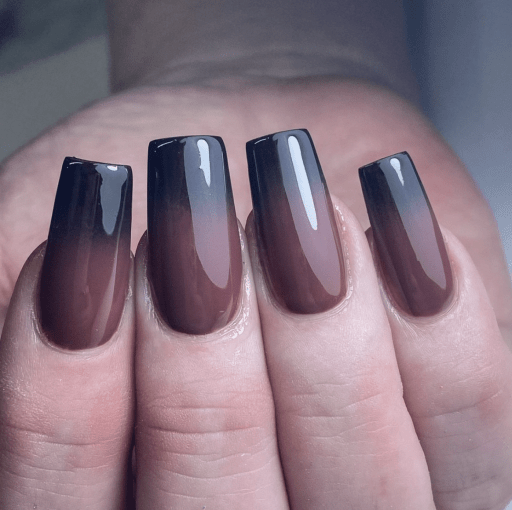 Glossy Brown To Black Rectangular Nails Pictures, Photos, and Images ...