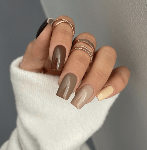 Brown Gradient Gloss Square Nails Pictures, Photos, and Images for ...