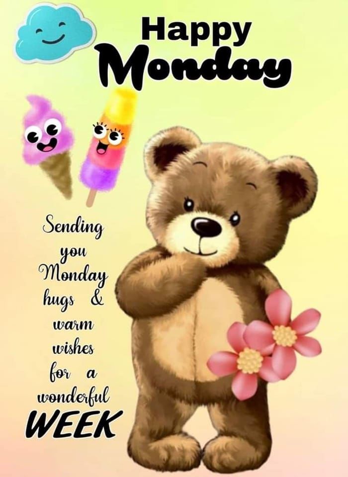 Teddy With Flowers - Happy Monday Hugs Pictures, Photos, and Images for ...