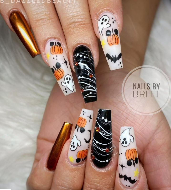 Long Mickey Mouse Pumpkin Nails Pictures, Photos, and Images for ...