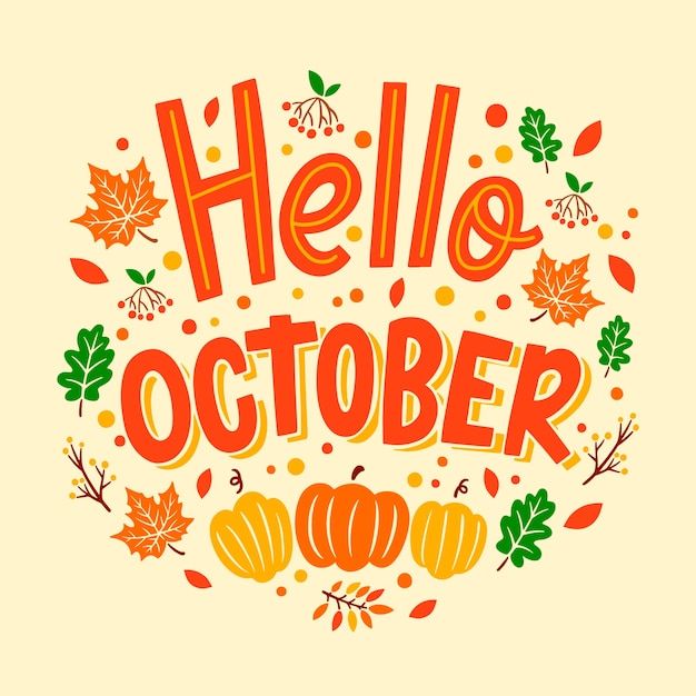 Leaf And Pumpkin - Hello October Greetings Pictures, Photos, and Images ...