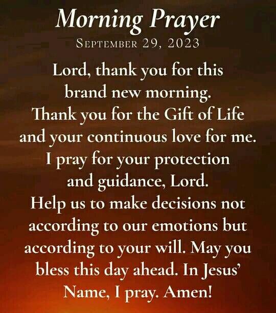 Morning Prayer For September 29: Lord, Thank You For This Brand New ...