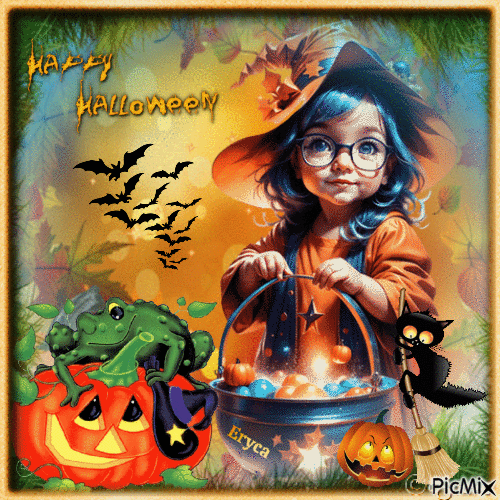 Child Witch - Happy Halloween Animated Gif Pictures, Photos, and Images ...