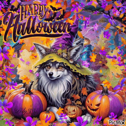 Colorful Fall Happy Halloween Wolf Pictures, Photos, and Images for ...