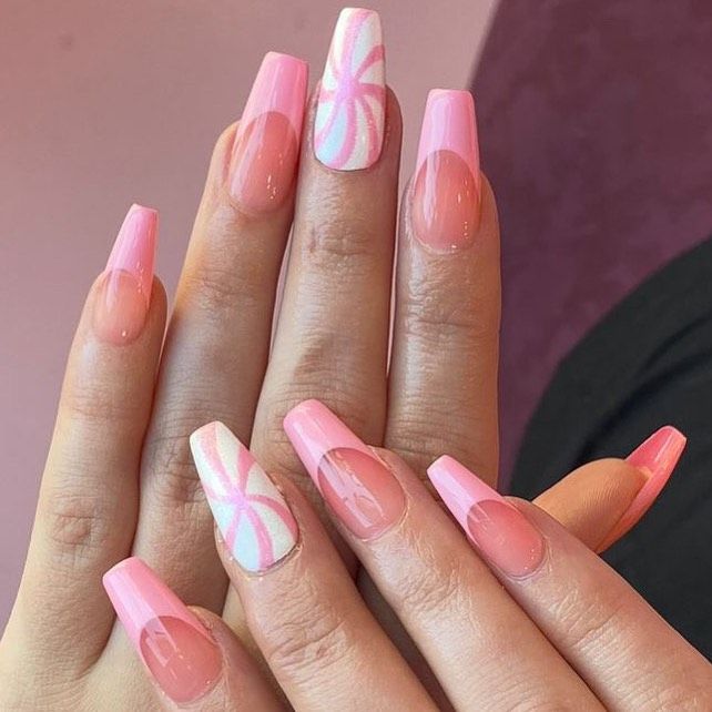 Fancy Pink Peppermint French Nails Pictures, Photos, and Images for ...