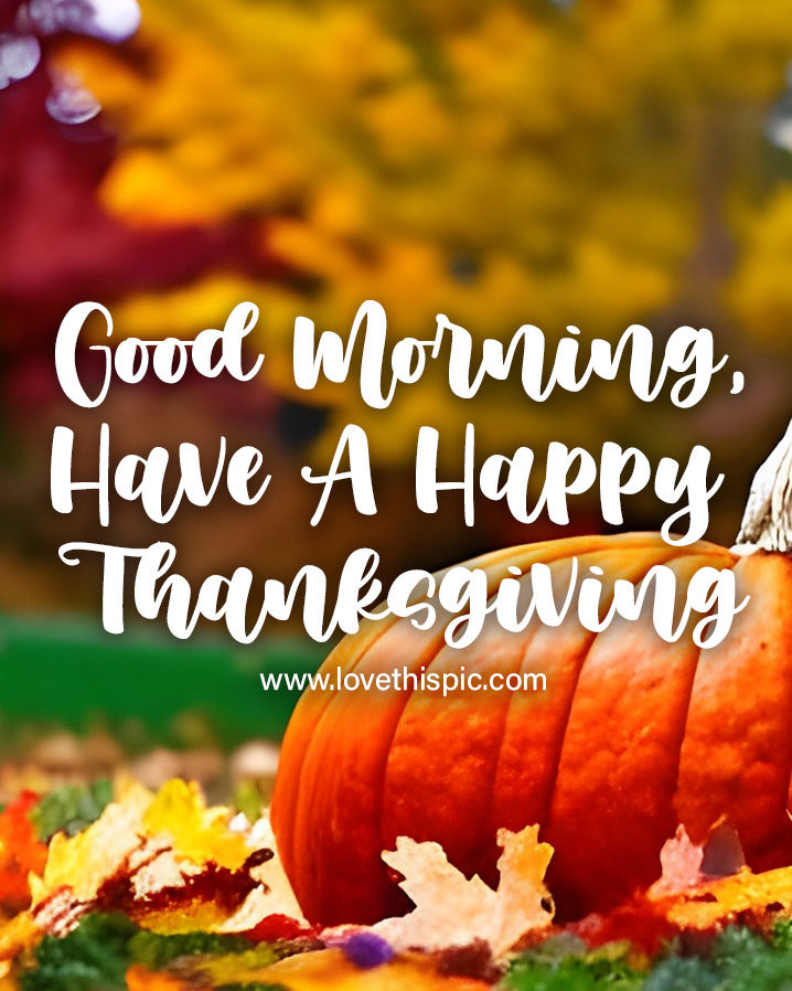 Pumpkin In Leaves - Good Morning, Have A Happy Thanksgiving Pictures ...