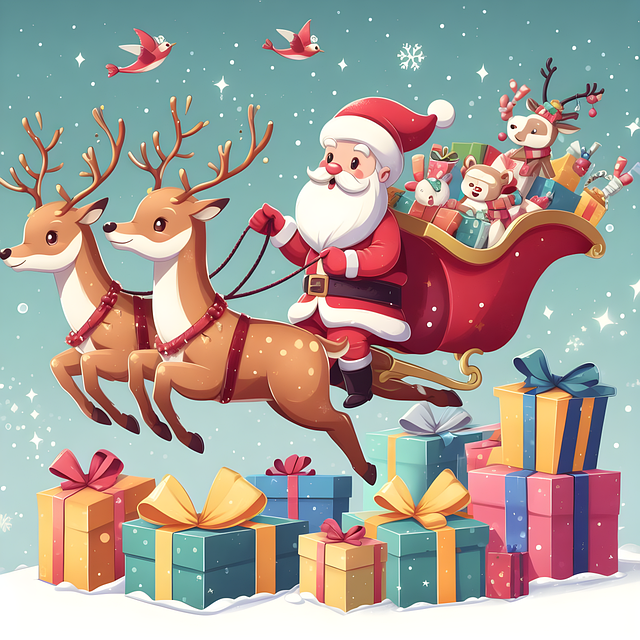 Illustrated Santa And Reindeer Art Pictures, Photos, and Images for ...