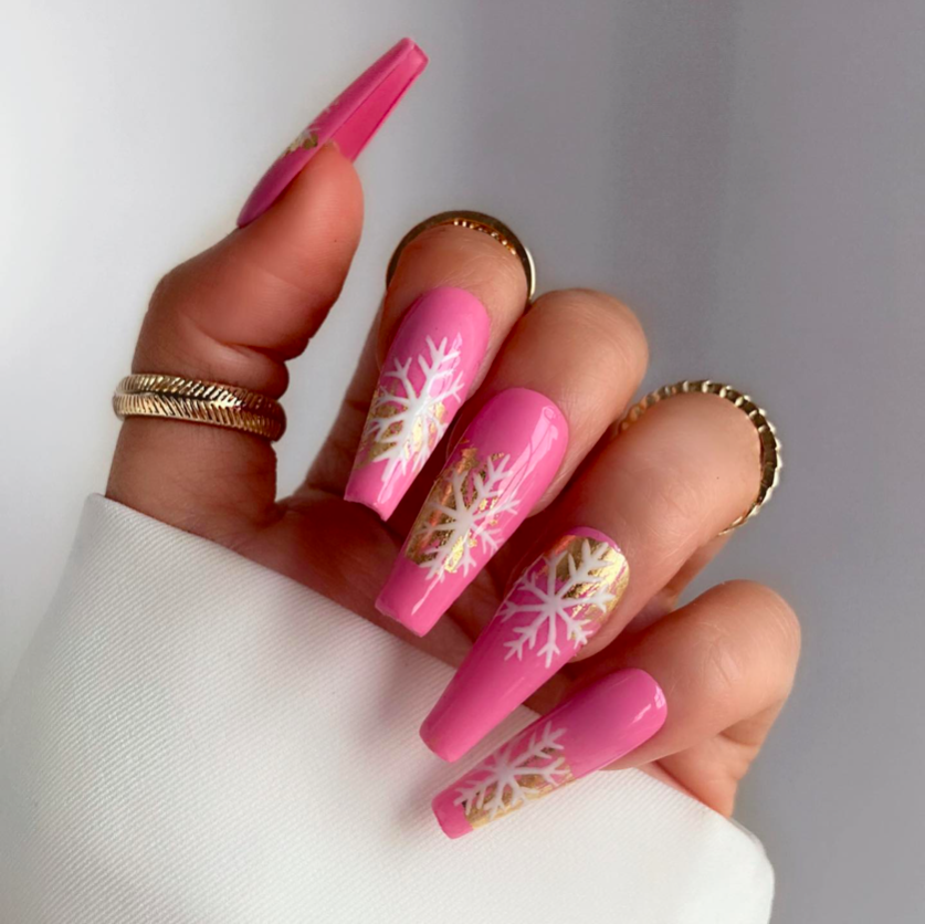 Pink Snowflake Gel Nails Pictures, Photos, and Images for Facebook ...