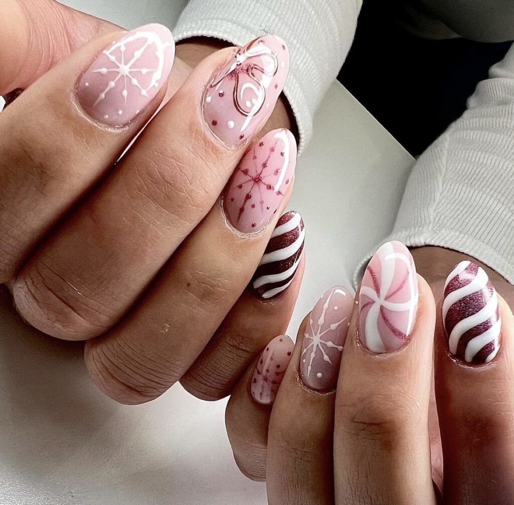 Pink Snowflake & Swirl Oval Nails Pictures, Photos, and Images for ...