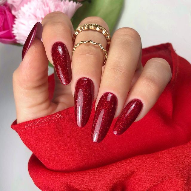 Red Sparkle Oval Nails Pictures, Photos, and Images for Facebook ...