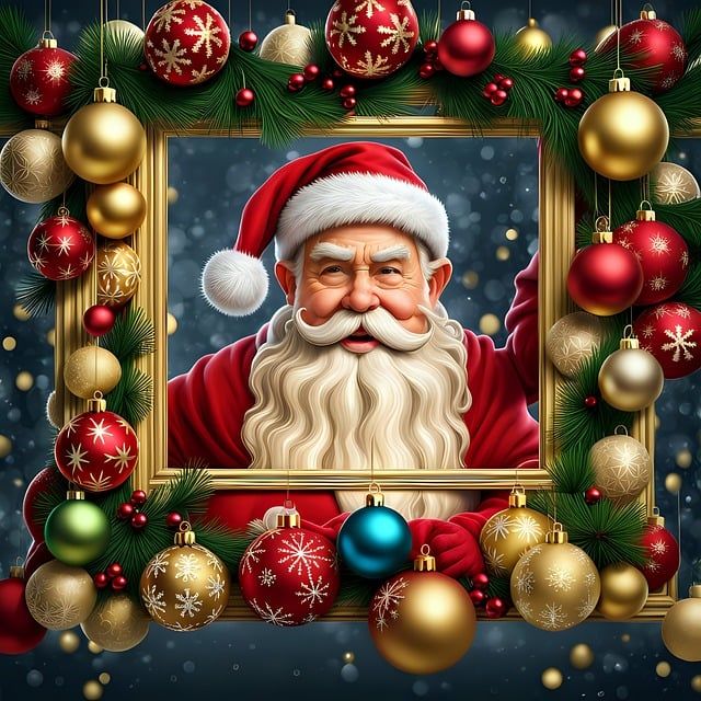 Santa Gold Frame With Ornaments Pictures, Photos, and Images for Facebook, Tumblr, Pinterest ...