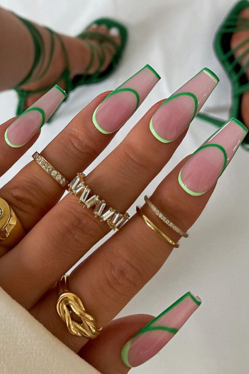 Green Negative Space Outline Nails Pictures, Photos, and Images for ...
