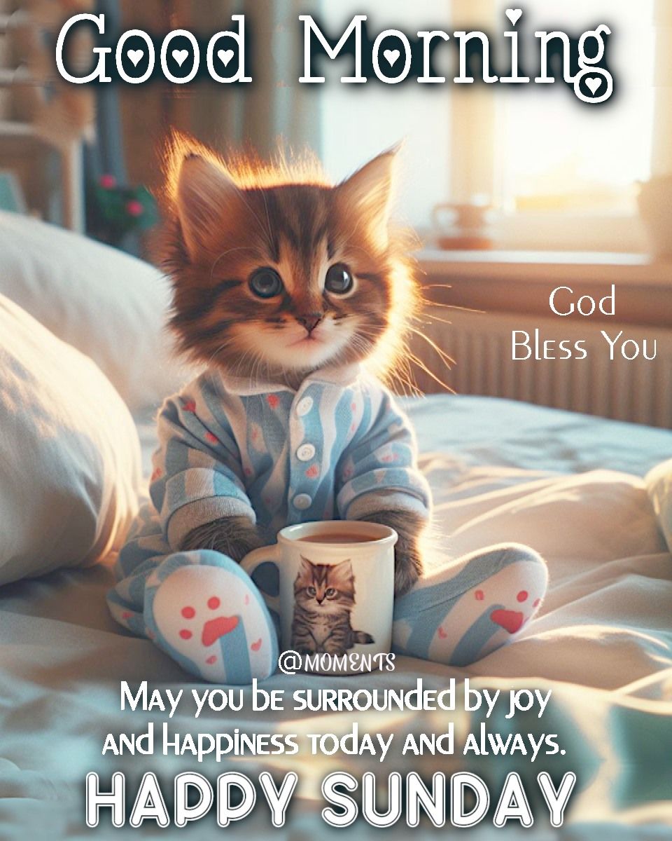 Kitty Sipping Coffee - Good Morning Happy Sunday Pictures, Photos, and ...