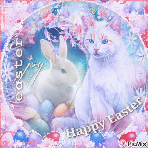 Pastel Bunny & Cat Happy Easter Gif Pictures, Photos, and Images for ...