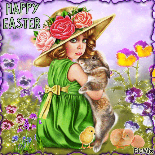 Garden Girl Happy Easter Animated Gif Pictures, Photos, and Images for ...
