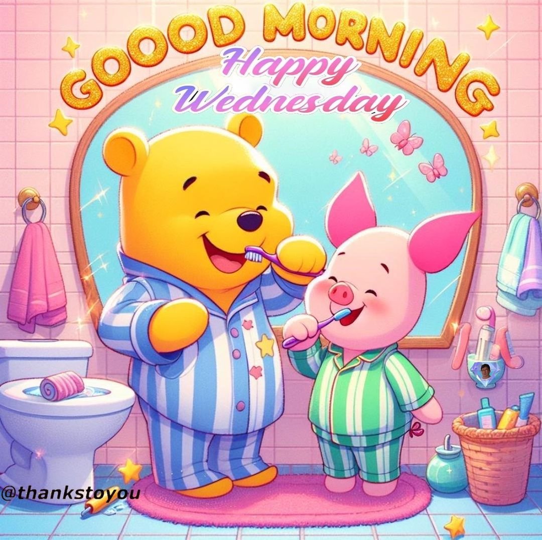 Winnie & Piglet Brushing Teeth - Good Morning Happy Wednesday Pictures ...