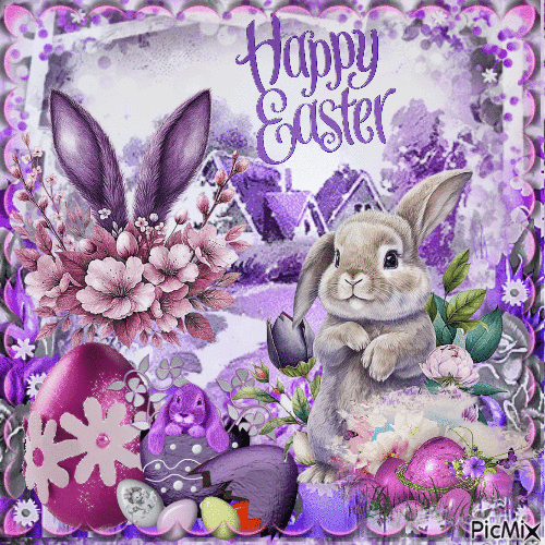 Happy Easter With Bunny And Easter Eggs Pictures, Photos, and Images ...