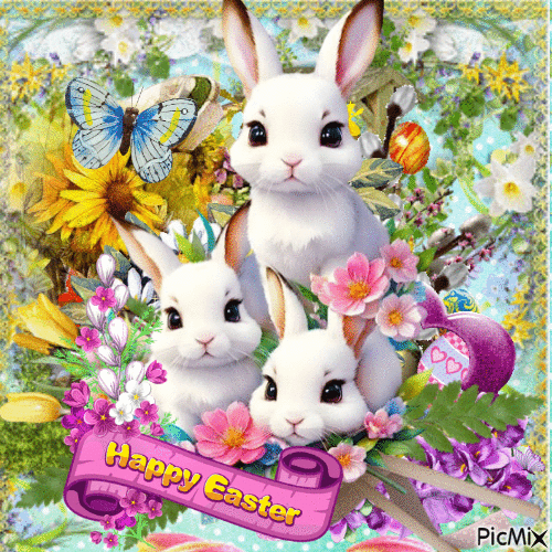White Bunnies Happy Easter Gif Pictures, Photos, and Images for ...
