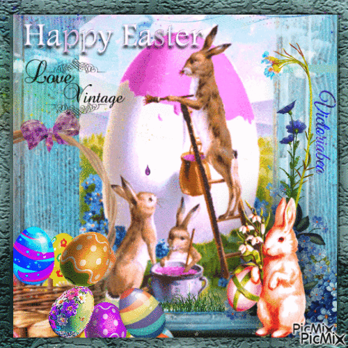 Bunny Painting Egg - Happy Easter Gif Pictures, Photos, and Images for ...