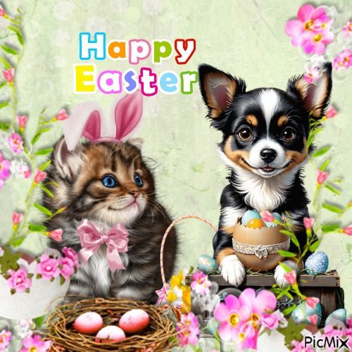 Kitten & Doggy Happy Easter Quote Pictures, Photos, and Images for ...