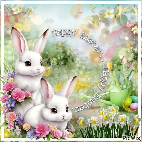 Twin Bunny Happy Easter Greeting Pictures, Photos, and Images for ...