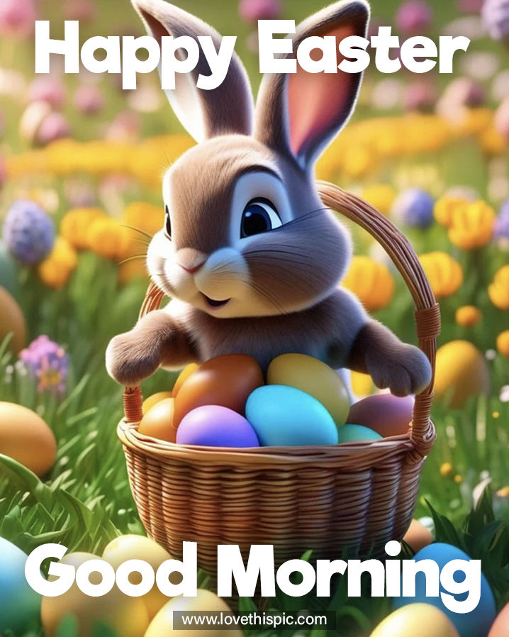 Bunny In Basket - Happy Easter Good Morning Pictures, Photos, and ...