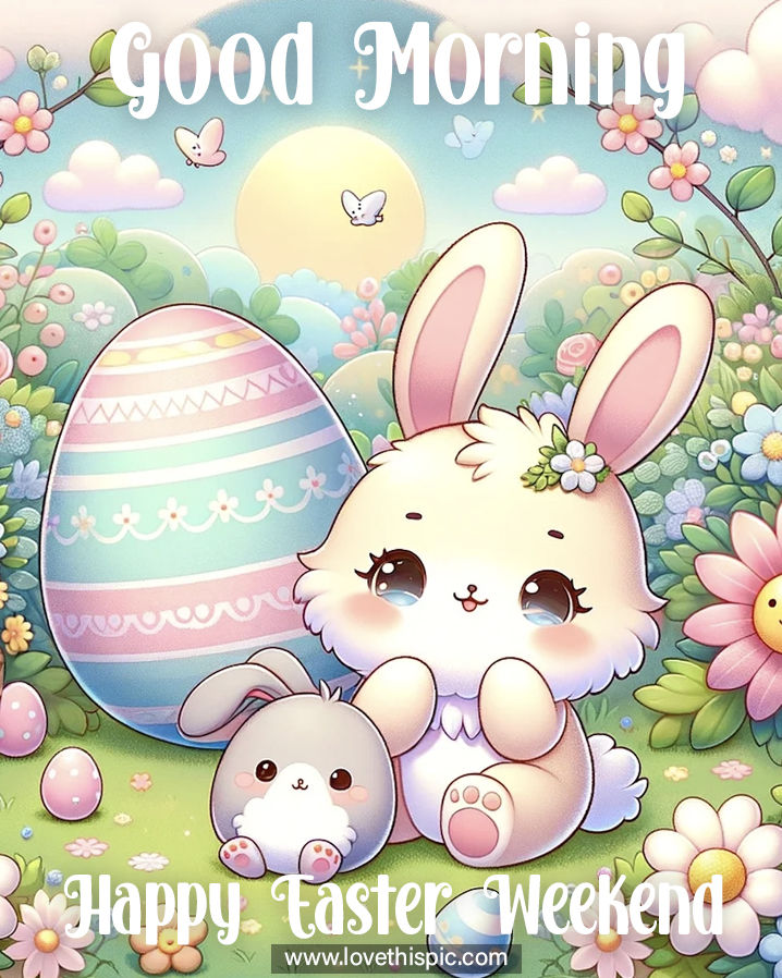 Girly Bunny Good Morning Easter Weekend Quote Pictures, Photos, and ...