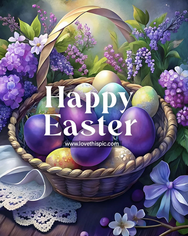 Purple Eggs & Flower Happy Easter Quote Pictures, Photos, and Images ...