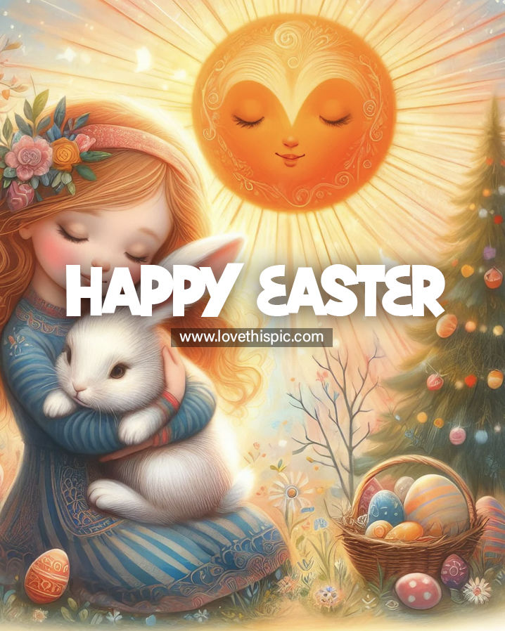 Girl Hugging Bunny - Happy Easter Quote Pictures, Photos, and Images ...