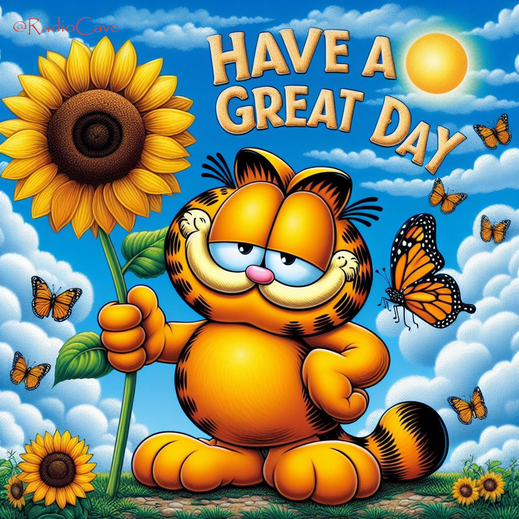 Garfield With Sunflowers - Have A Great Day Pictures, Photos, and ...