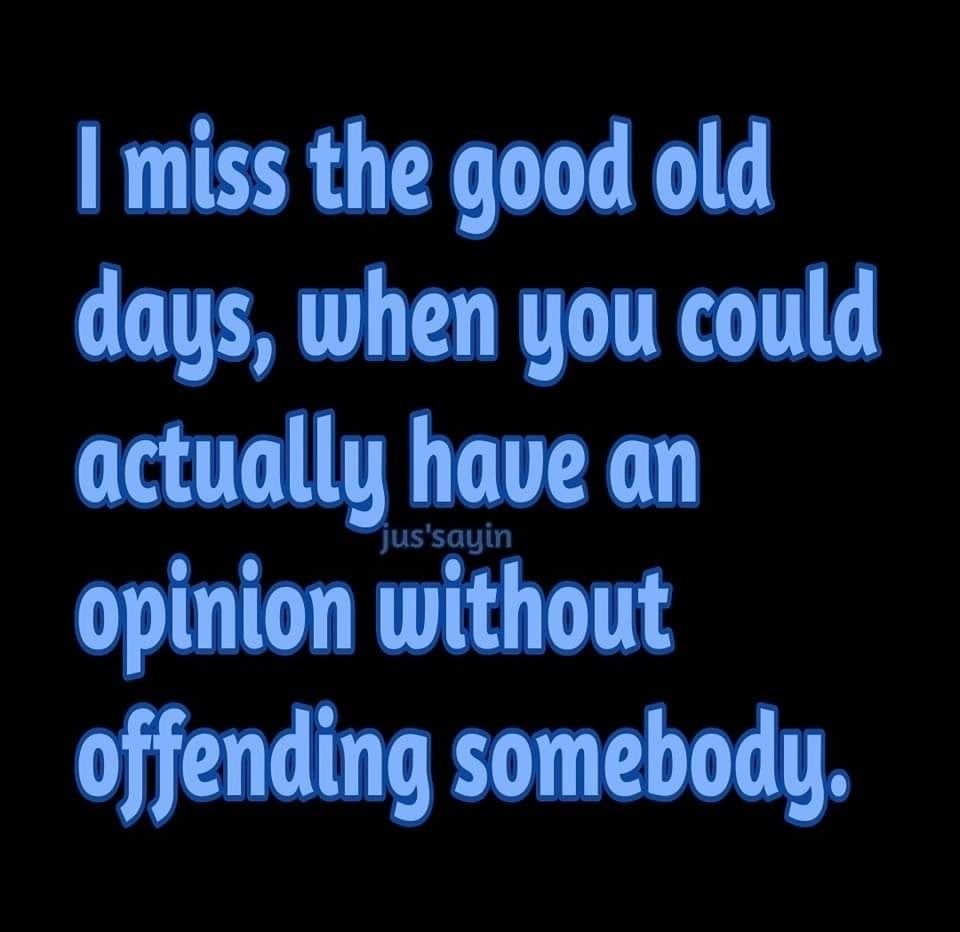 I Miss The Good Old Days, When You Could Actually Have An Opinion ...