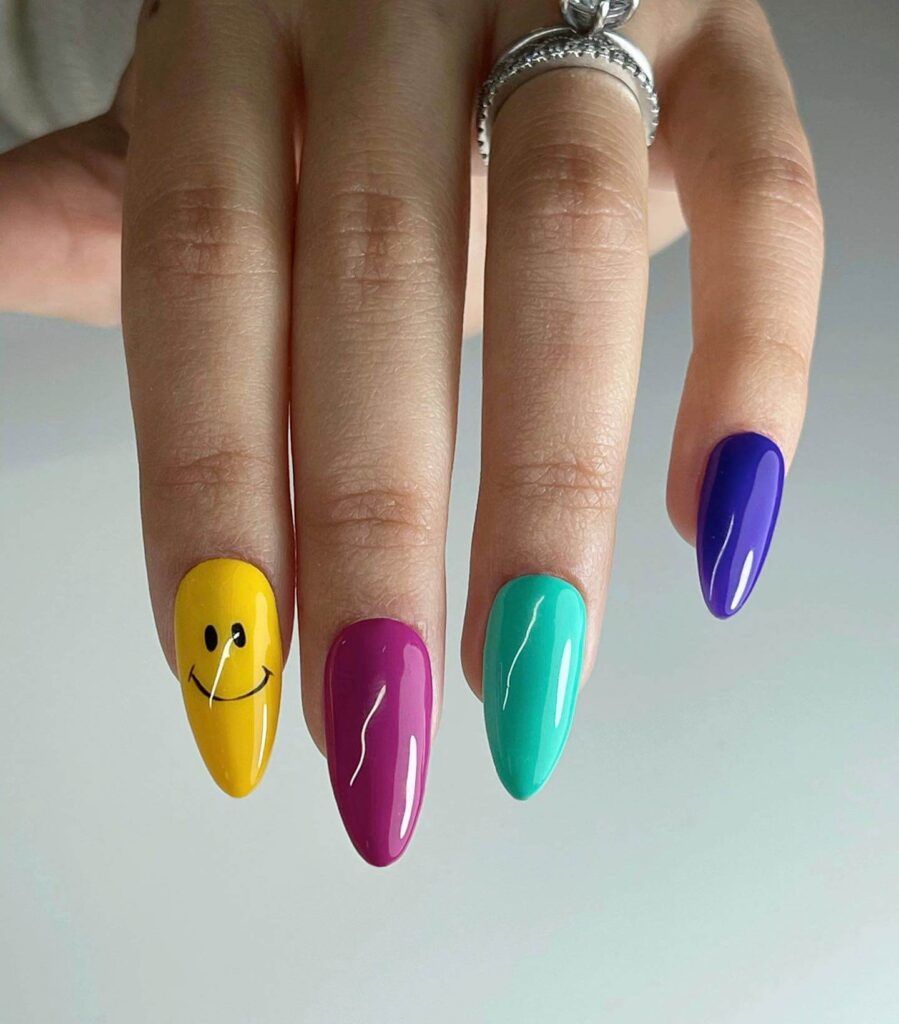 Colorful Smile Almond Nails Pictures, Photos, and Images for Facebook ...