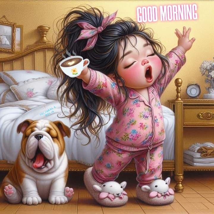 Yawning Girl & Dog - Good Morning Pictures, Photos, and Images for ...