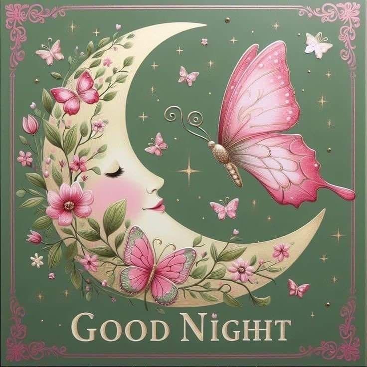 Floral Moon & Butterfly - Good Night Pictures, Photos, and Images for ...