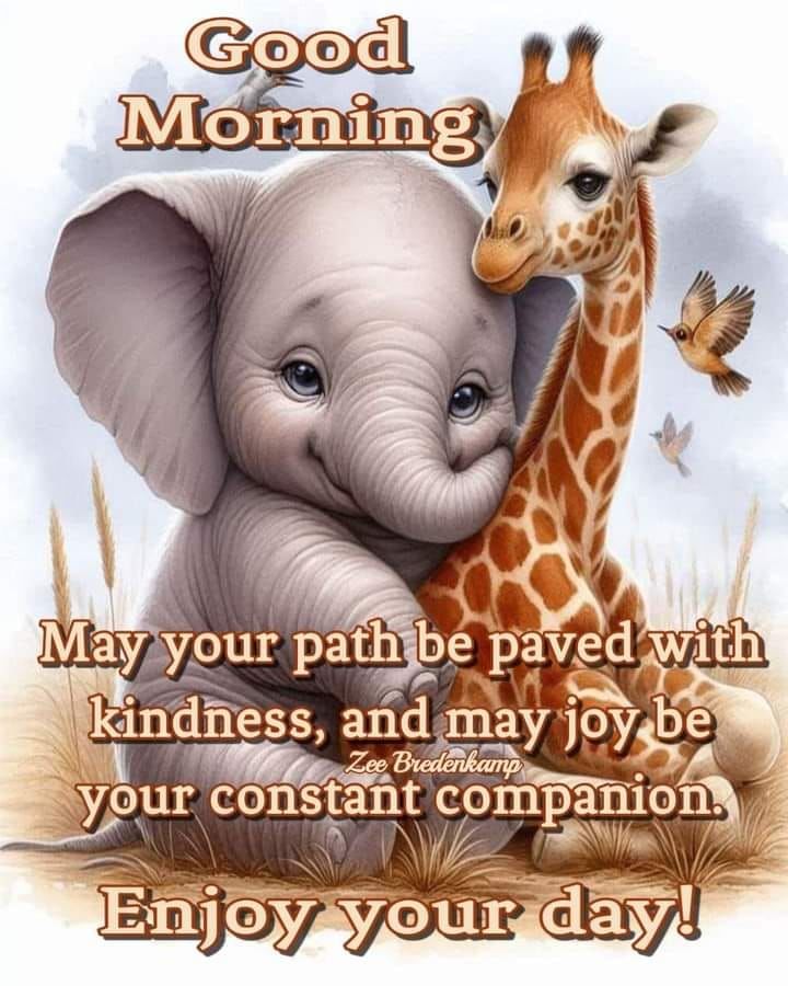 Elephant Hugging Giraffe - Good Morning Message Pictures, Photos, and ...