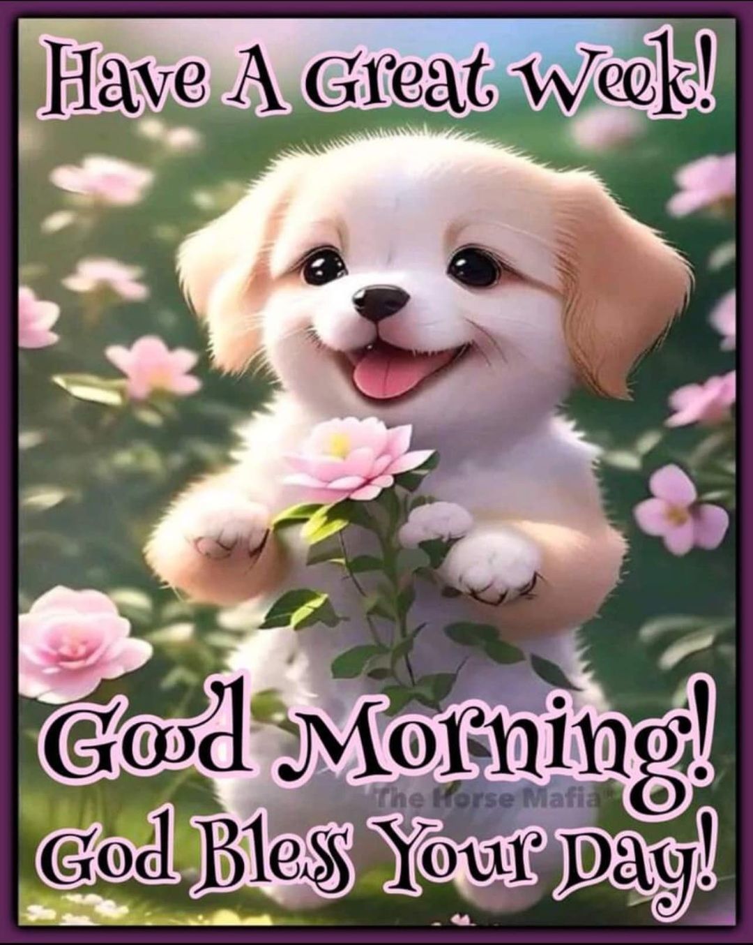 Dog Playing With Flowers - Have A Great Week! Good Morning Pictures ...