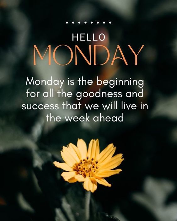 Monday Is The Beginning For All The Goodness And Success That We Will Live In The Week Ahead ...