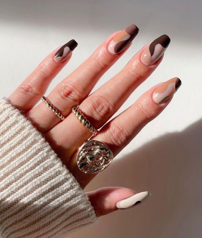 Swirling Toffee Colored Nail Design Pictures, Photos, and Images for ...