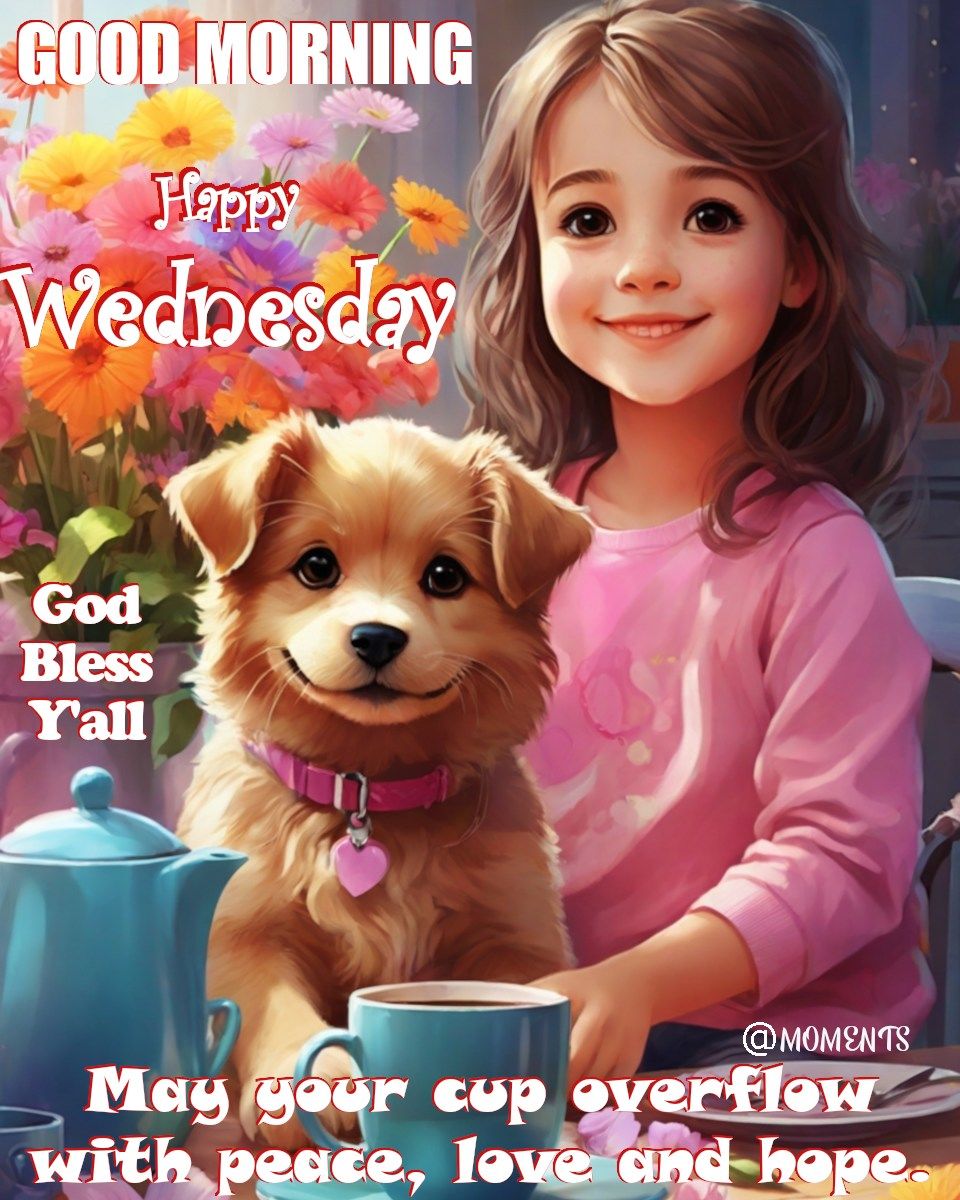 Happy Girl & Dog, Good Morning, Happy Wednesday Greeting Pictures ...