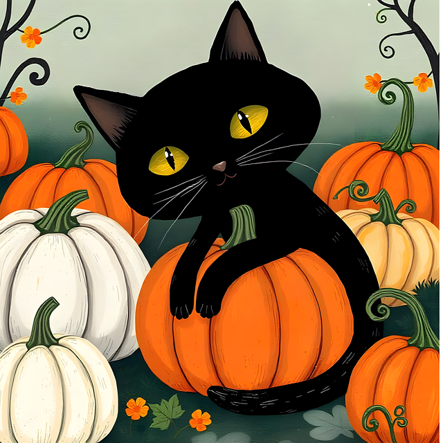 Black Cat And Pumpkins Artwork Pictures, Photos, and Images for Facebook, Tumblr, Pinterest, and ...