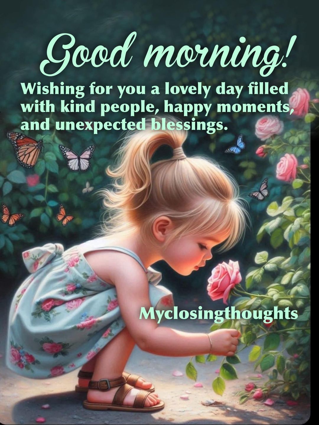 Girl Smelling Roses - Good Morning, Wishing For You A Lovely Day ...