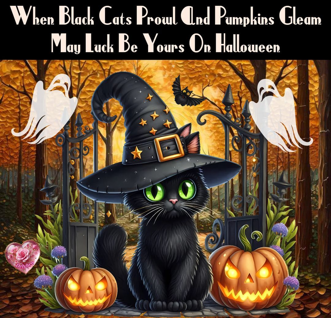 When Black Cats Prowl And Pumpkins Gleam, May Luck Be Your On Halloween ...