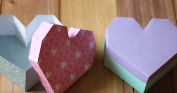 DIY Geometric Heart Shaped Box Only Using Paper!